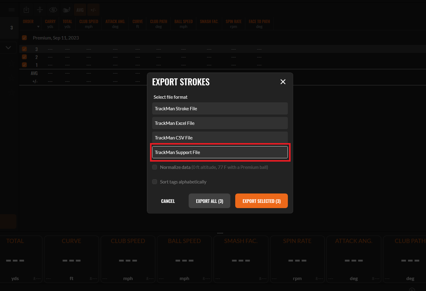 TM4 | Collect TMD/TMFs – Trackman Help Center