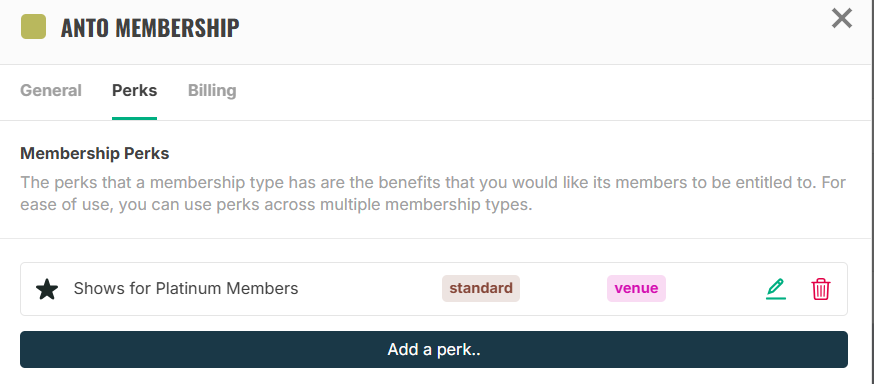 Memberships | How to Create a Standard Perk for a Membership – Trackman ...