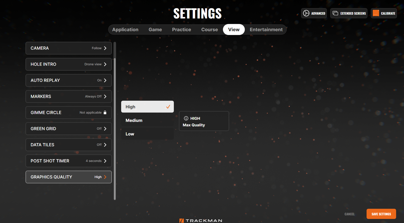 Settings | Cómo ajustar la configuración de gráficos en TPS – Trackman Help Center