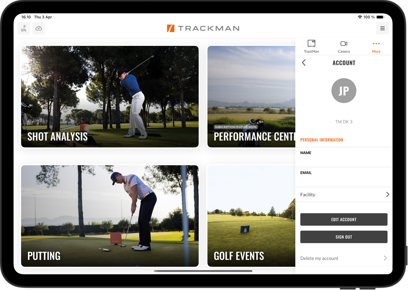 Aplicación Golf Pro | Selección de instalación en eventos de golf – Trackman Help Center